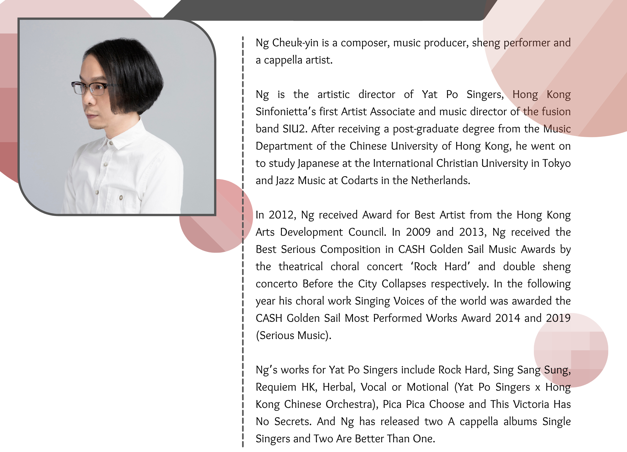 Ng Cheuk-yin, Composer | Music Producer | Sheng performer | Cappella ...